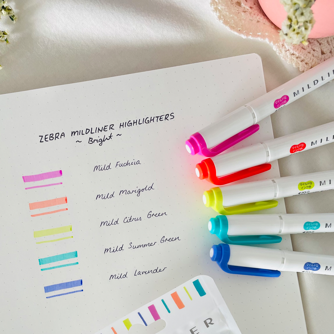 Zebra Mildliner Highlighters | 5 pack - Bright – MIZU NO OTO