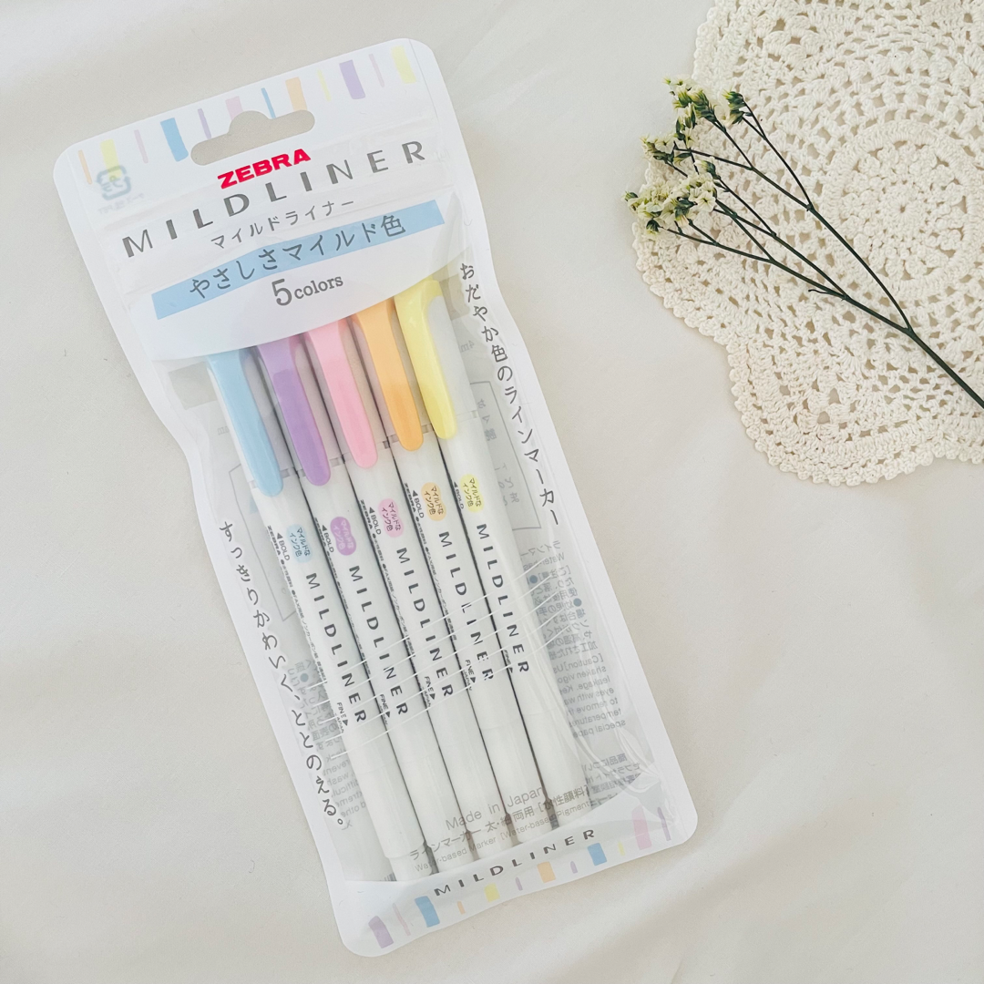 Zebra Mildliner Highlighters | 5 pack - Gentle – MIZU NO OTO