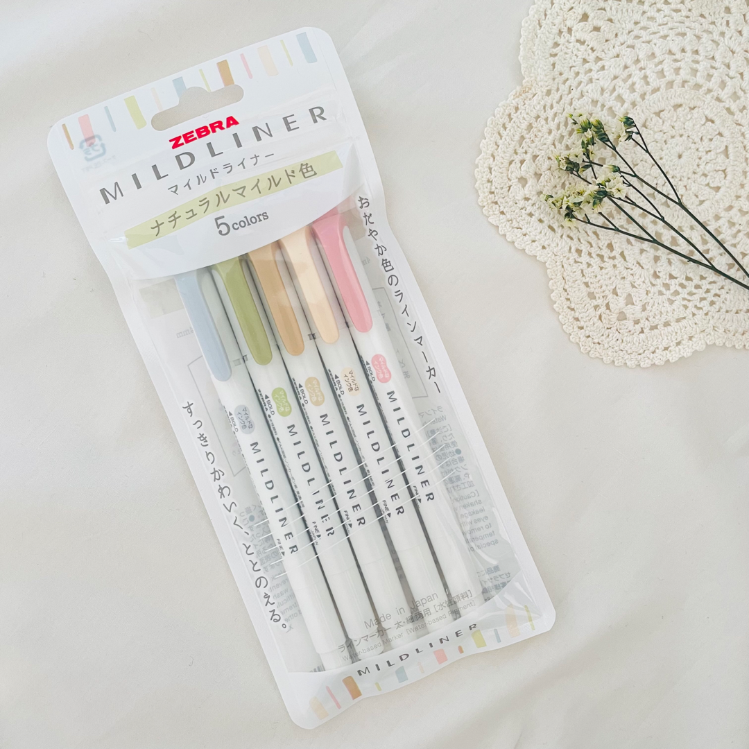Zebra Mildliner Highlighters | 5 pack - Natural – MIZU NO OTO