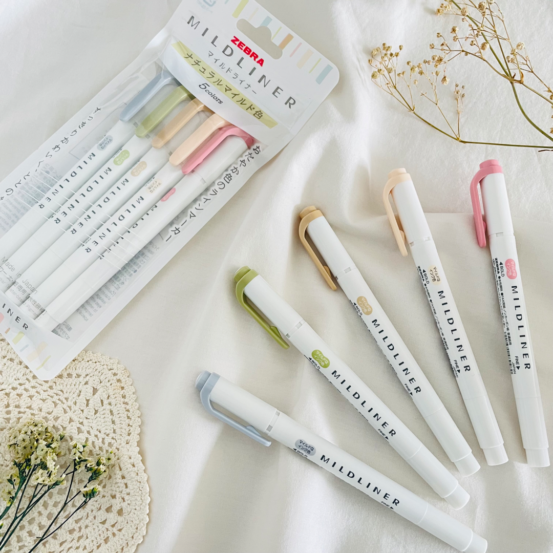 Zebra Mildliner Highlighters | 5 pack - Natural – MIZU NO OTO