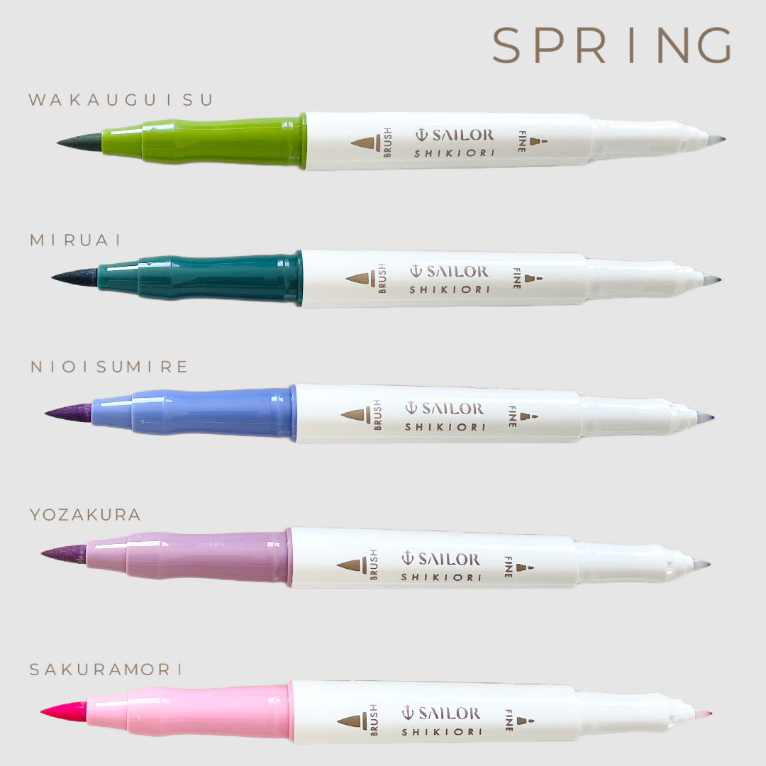 Sailor Shikiori Brush Pens | 5 pack - Spring – MIZU NO OTO